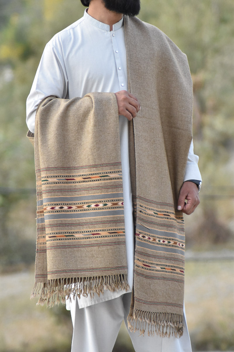 Mughal Heritage 2.0 Pure Wool Thick Shawl - Brown Shawl with Vintage B ...